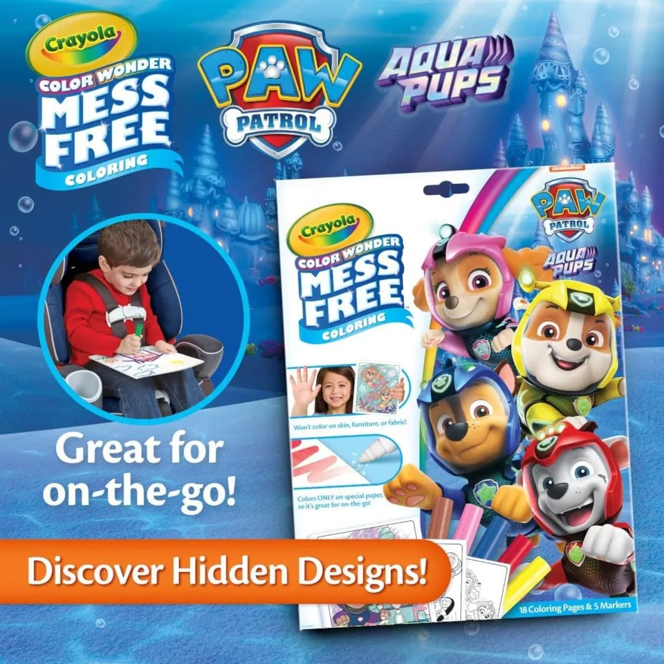 Crayola Color Wonder Paw Patrol Aqua Pups Coloring 18 Pages 5 Mess Fre ...